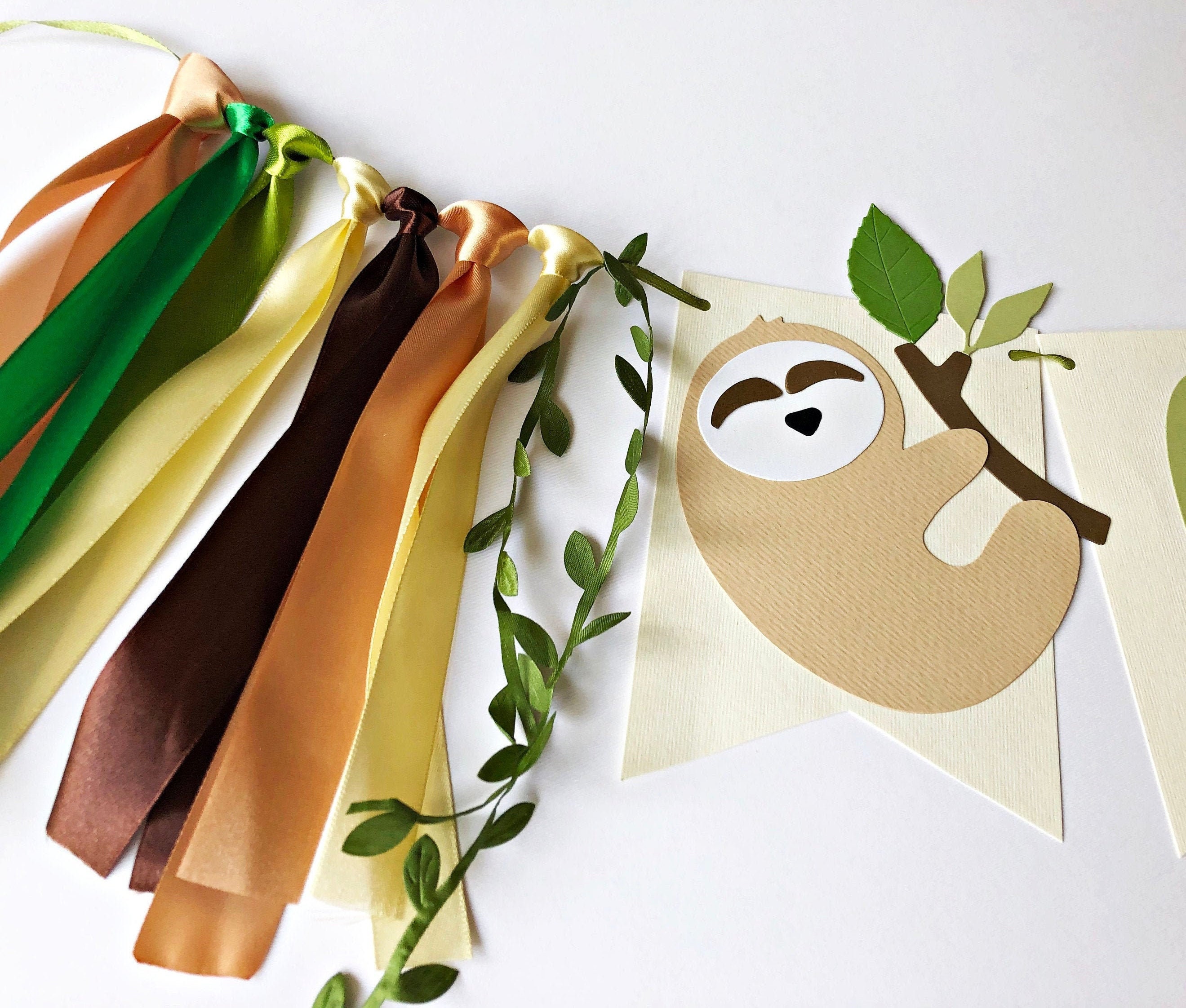 Sloth ONE High Chair Banner. Sloth Birthday Party Let's Hang! Sloth ...