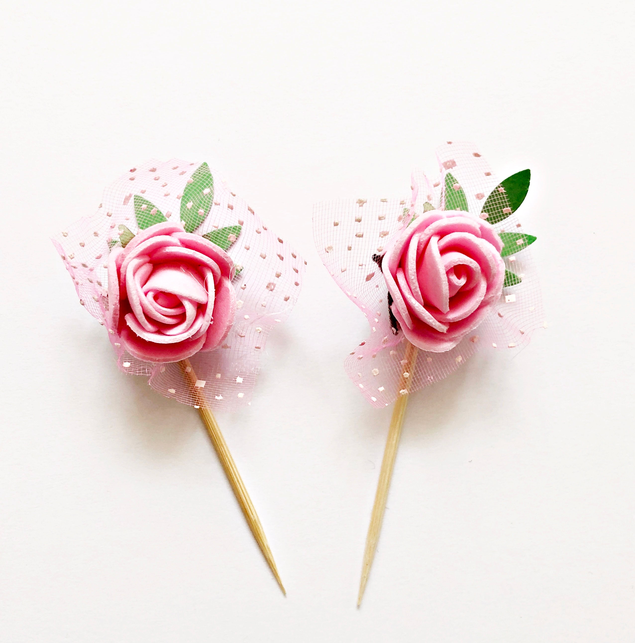 12 Pink Rose Cupcake Toppers Boho Party Decor. Flower - Etsy