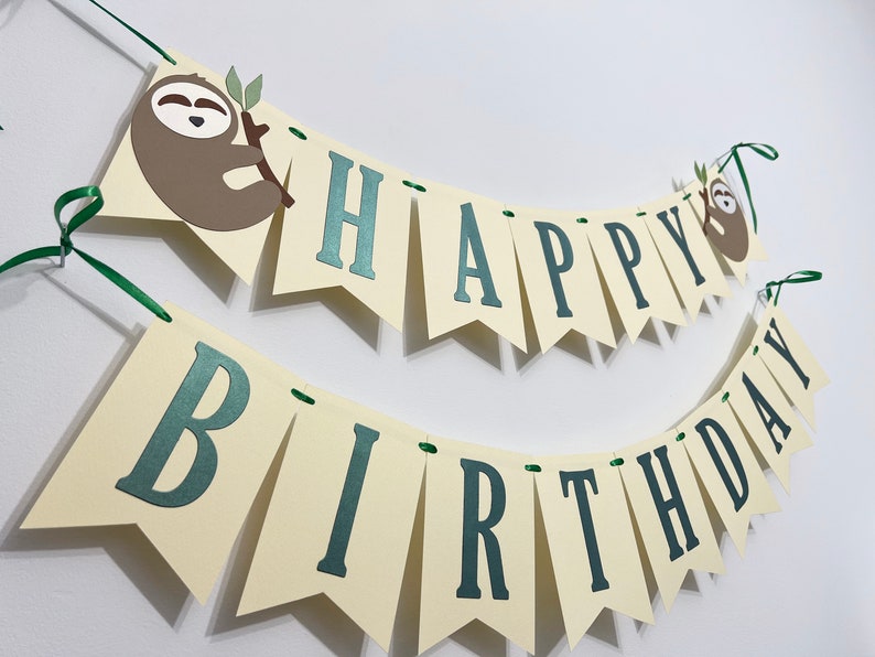 Sloth Happy Birthday Banner. Sloth Welcome Baby Sloth Birthday Party ...