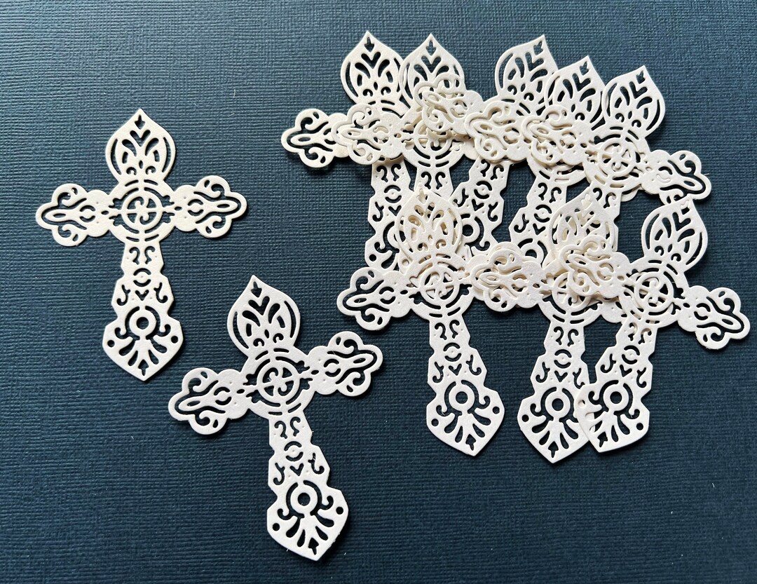 Set of 10 Cross Paper Die Cuts, Cross Cutouts Baptism Decor. First Holy ...