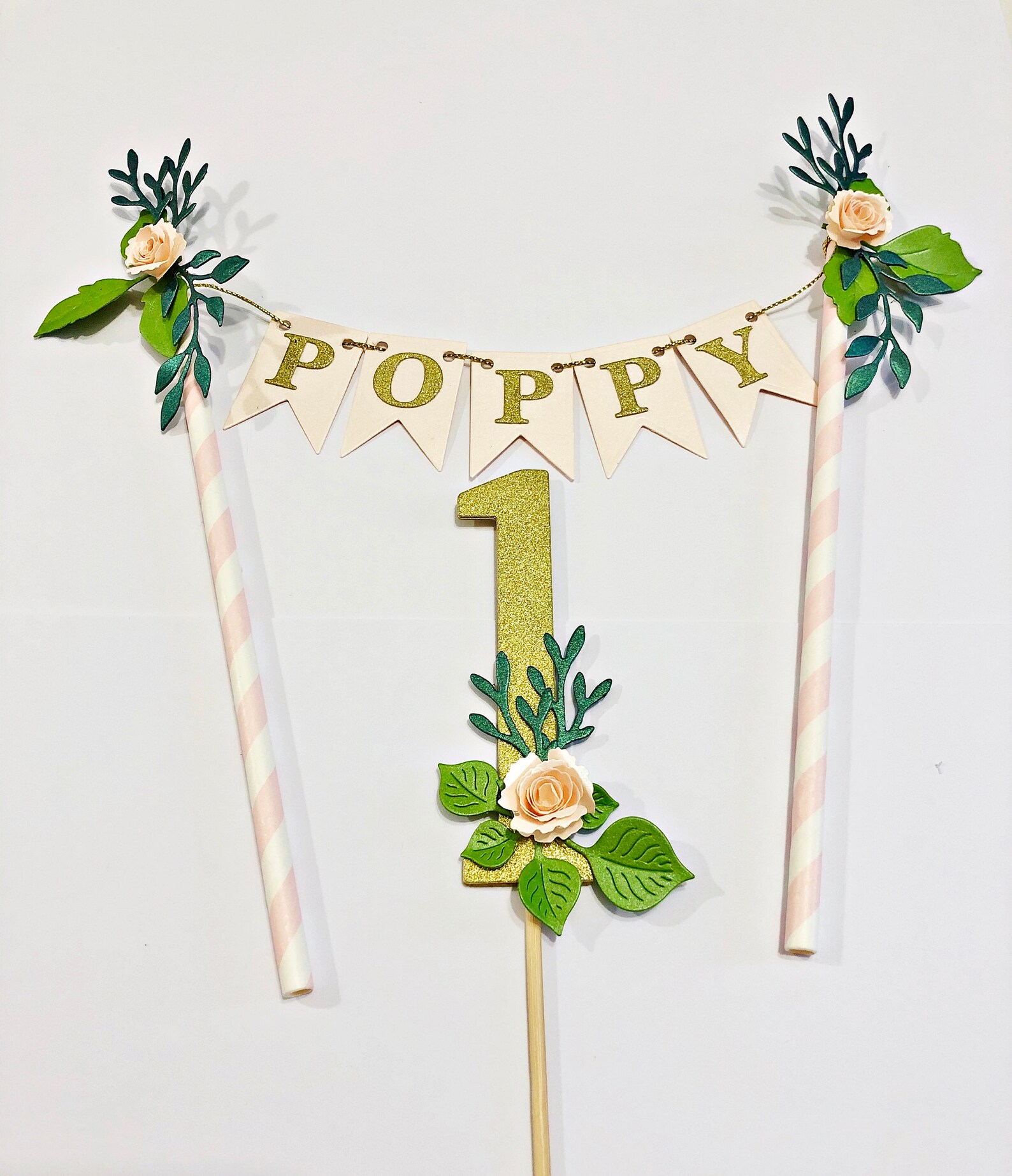 BOHO Floral Cake Topper - Flower First Birthday Party Decorations ...
