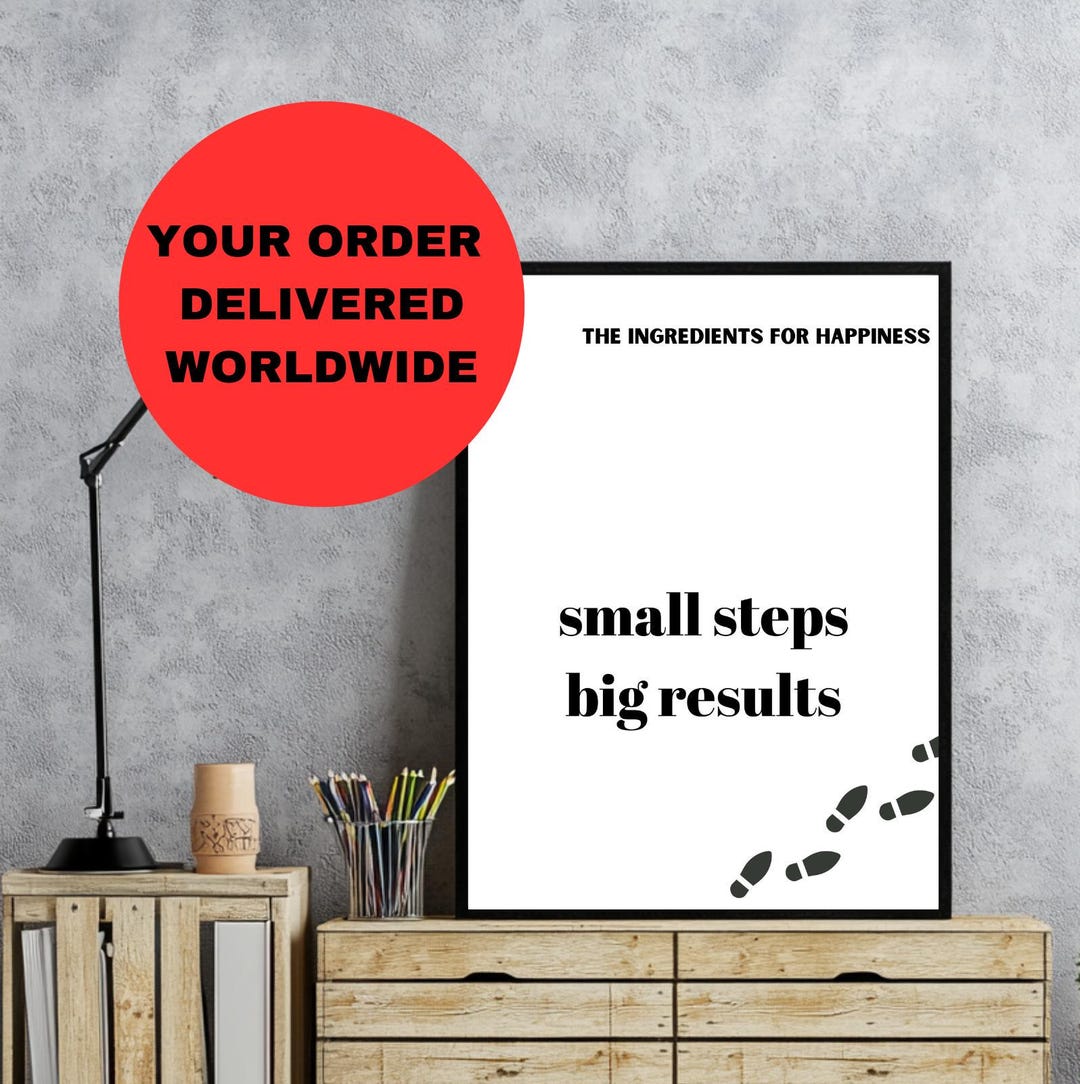 Small Steps Big Results Wall Art Motivational Quote Wall Living Room ...