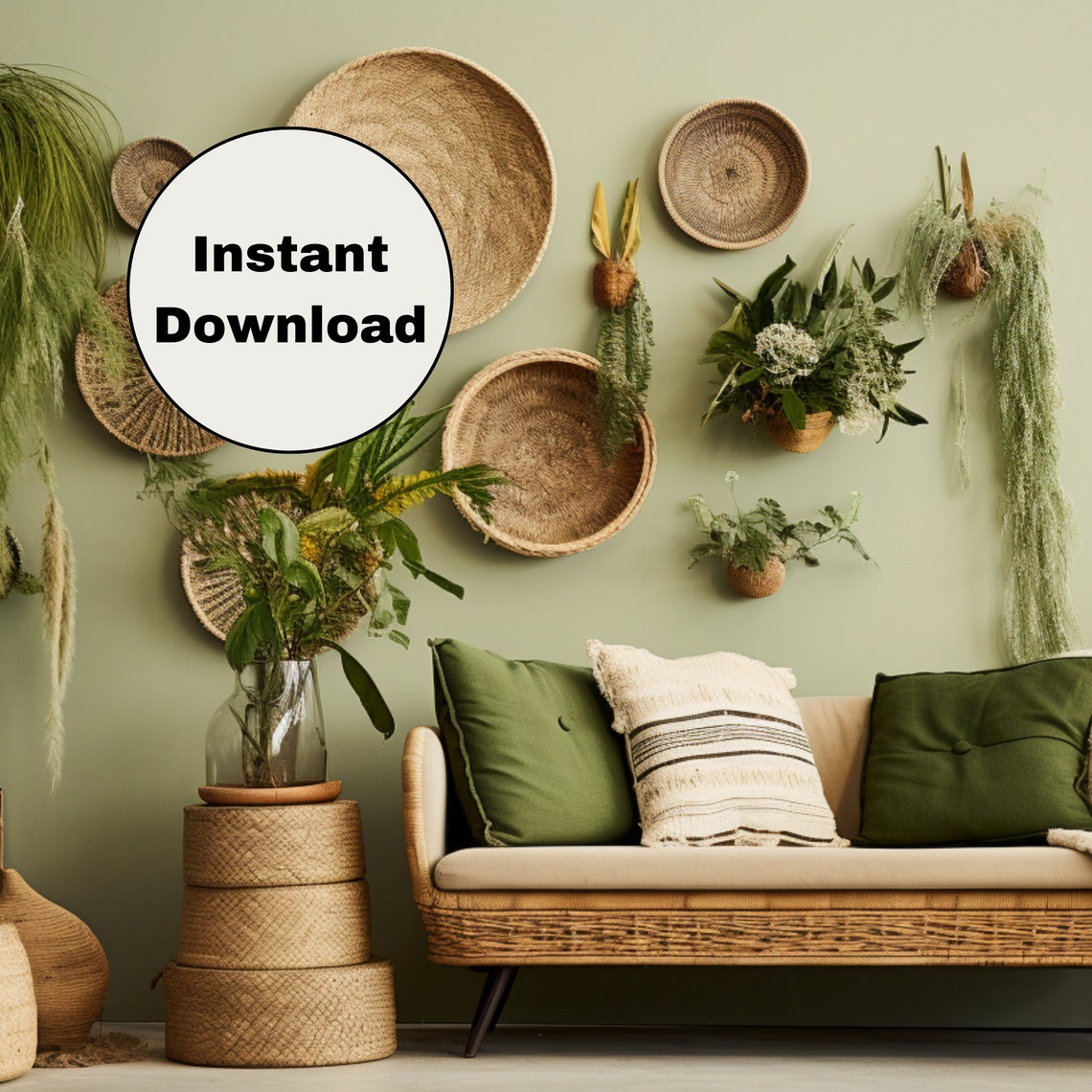 Sage Green Boho Virtual Background Zoom Virtual Background - Etsy