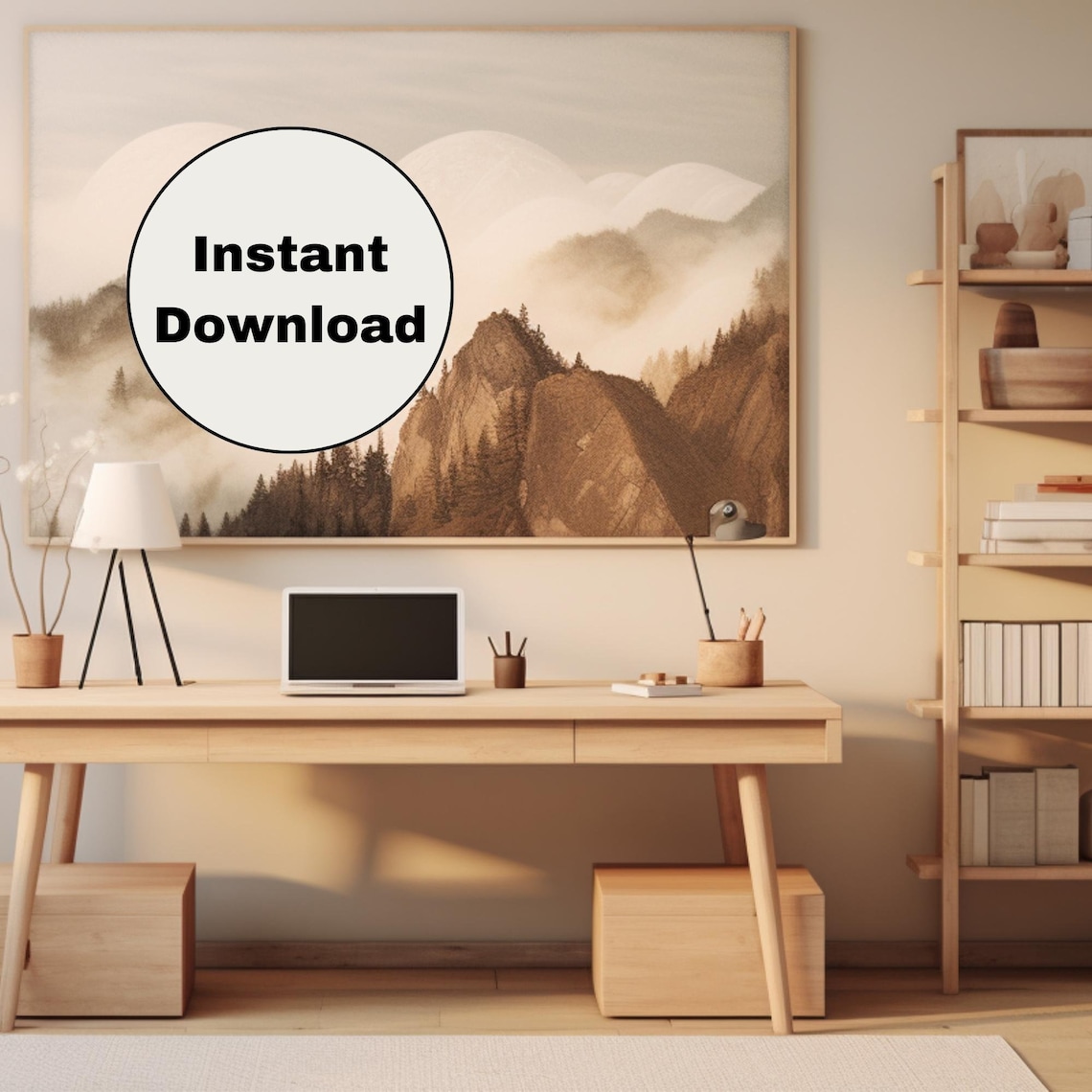 Japandi Art Zoom Background Home Office Zoom Background - Etsy