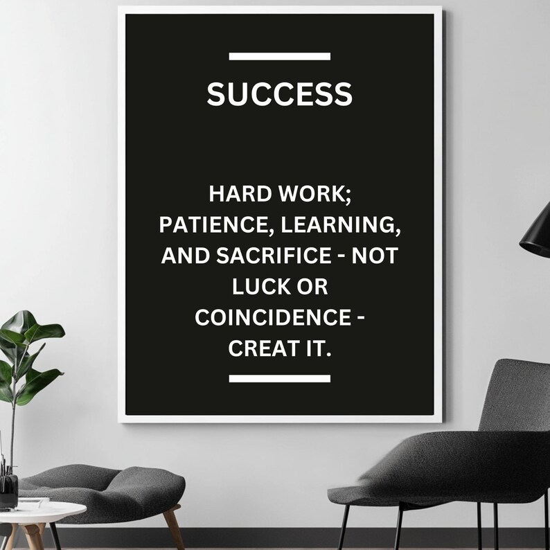 Success Wall Art Motivational Art Hustle Wall Art Motivational Poster ...