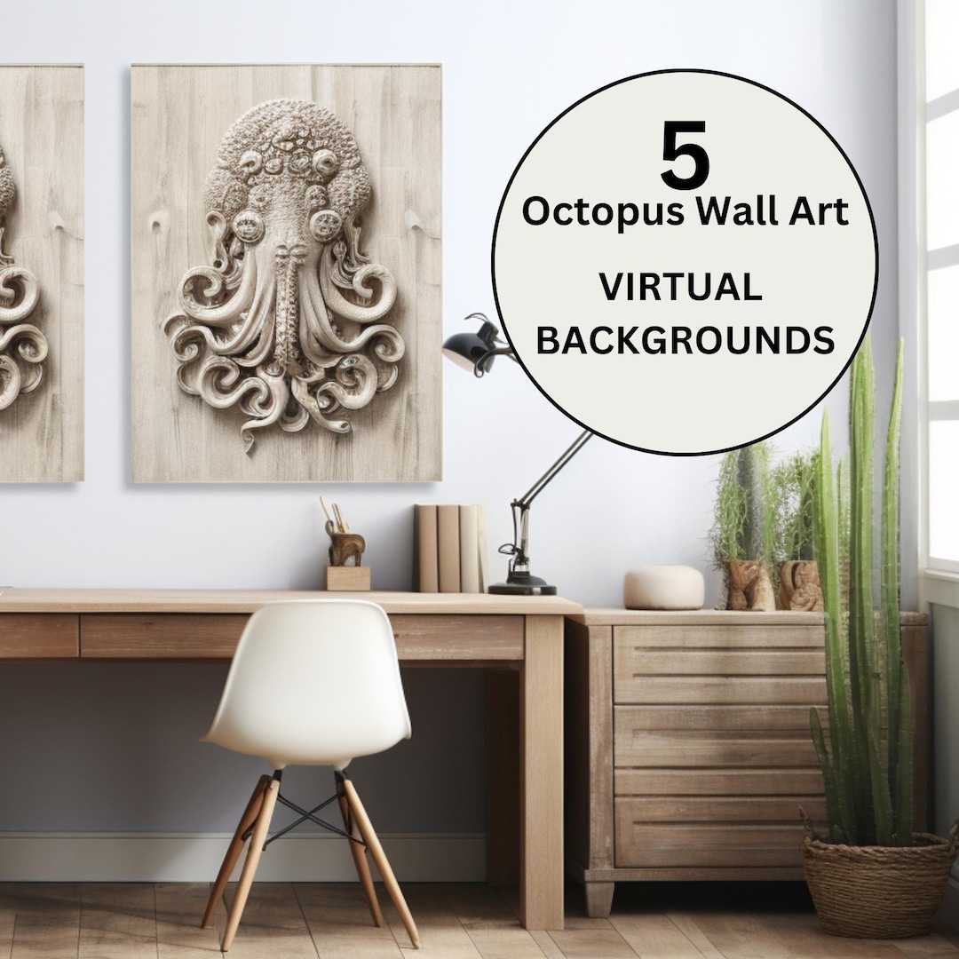 Octopus Wall Art Zoom Background Home Office Background Zoom Background ...