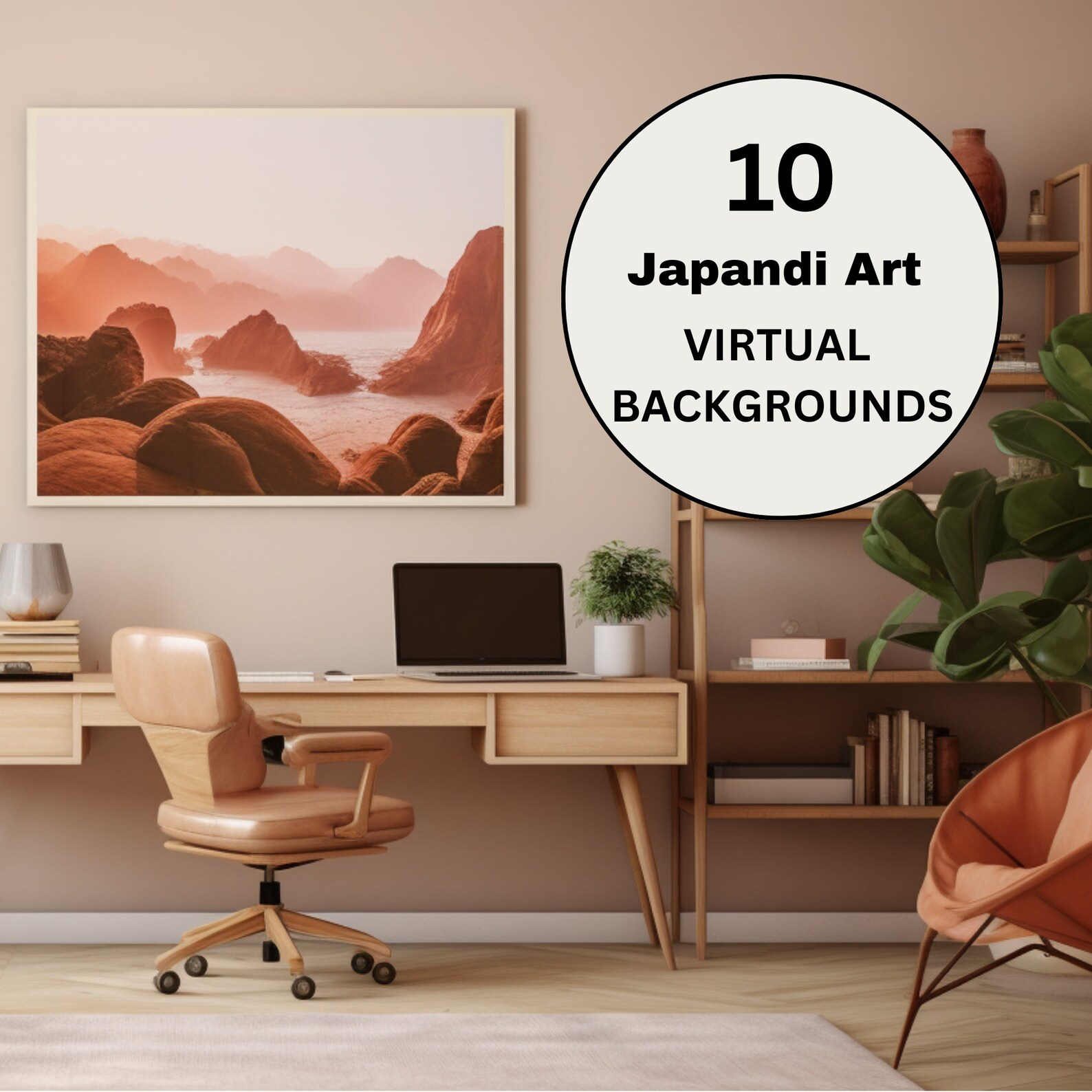 Japandi Art Zoom Background Home Office Zoom Background - Etsy