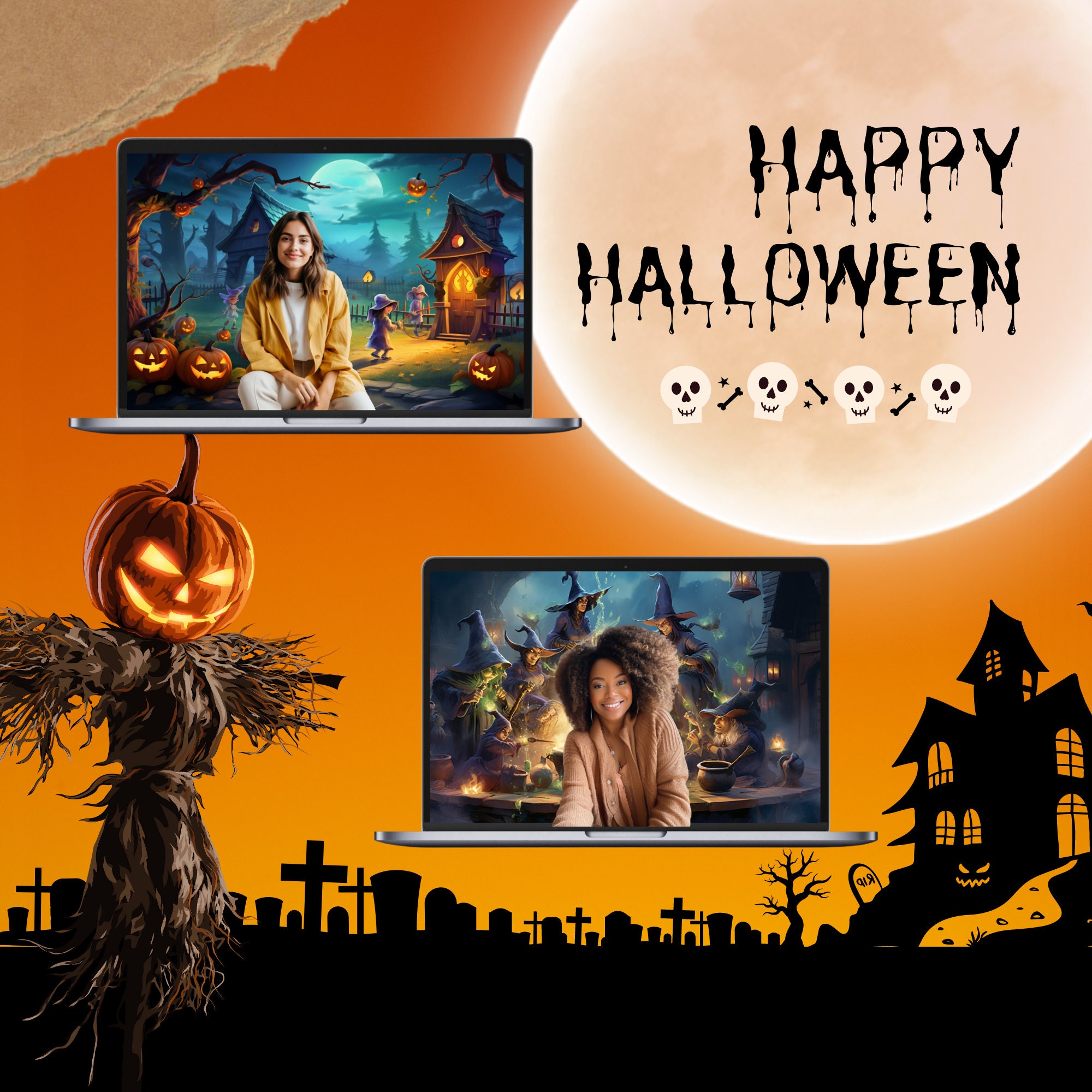 10 Halloween Zoom Backgrounds Zoom Background Halloween Zoom - Etsy