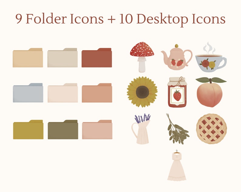Cottagecore Desktop Wallpaper and Folder Icons Pack for Mac | Etsy UK