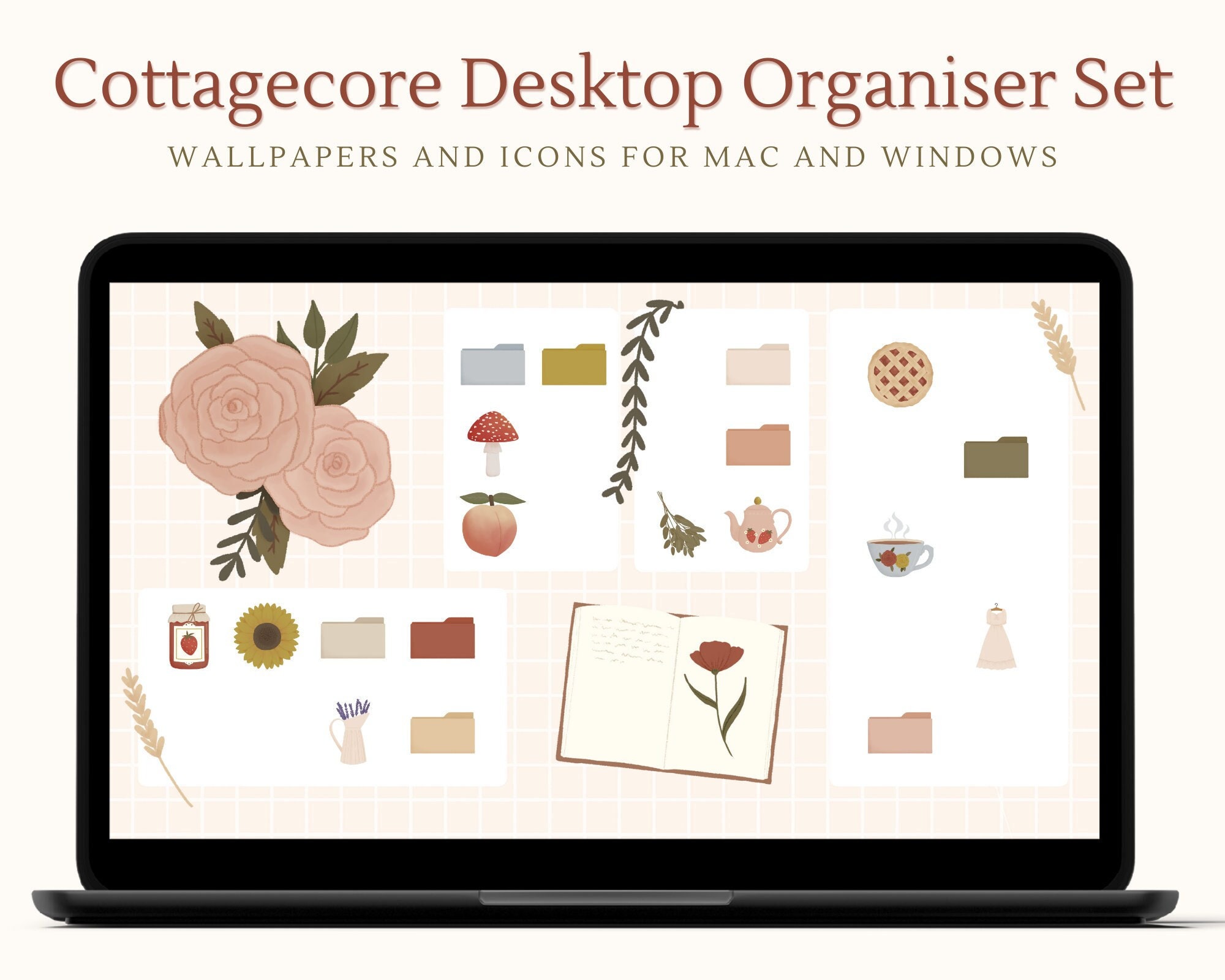 Cottagecore Desktop Wallpaper and Folder Icons Pack for Mac | Etsy UK