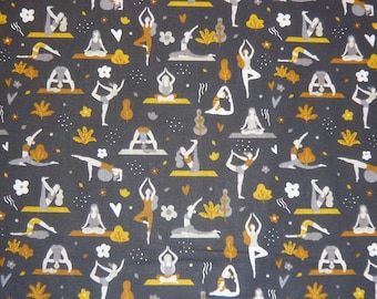 Sunshine Pilates Illustration Fabric Morning Pilates Watercolor by ...