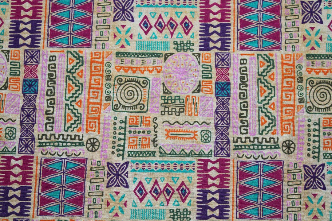 13.90 Eur/meter Cotton Fabric Indian Pattern Tribsi Yellow Ökotex Woven ...