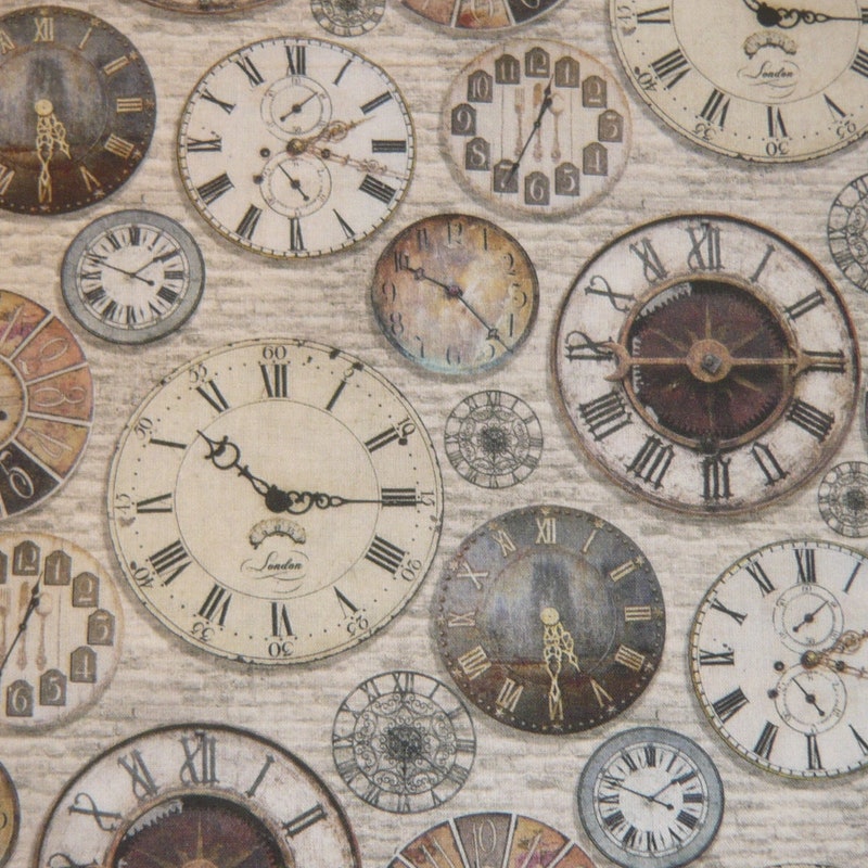 Clock Fabric - Etsy