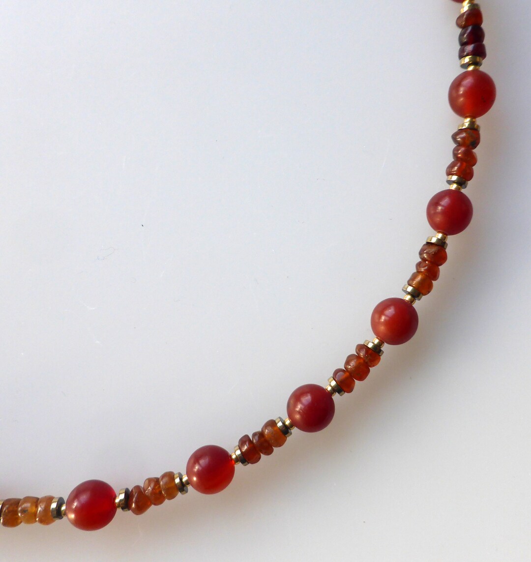 Kette, Collier, Edelsteine, Karneol, Hessonit, Hämatit - Etsy.de
