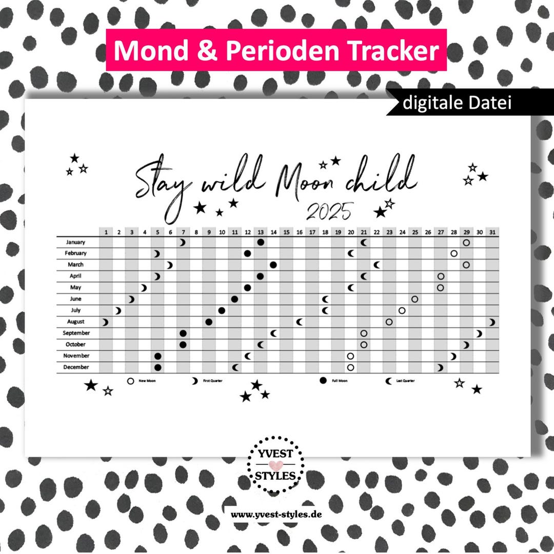 Periods and Moon Tracker // Digital File // Printable // DIN A4 // PDF ...