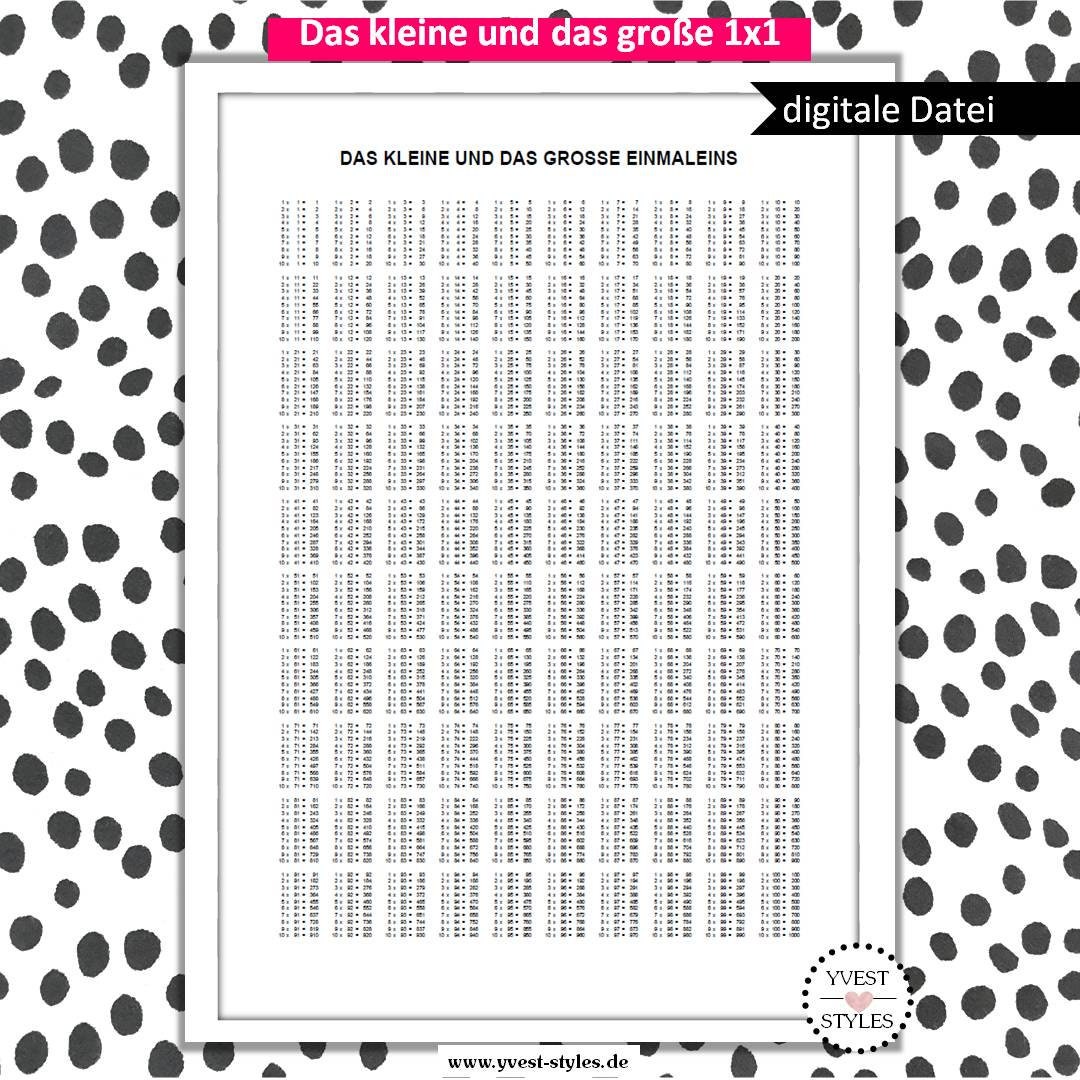 Einmaleins // 1x1 // digitale Datei // druckbar // Das große und kleine ...