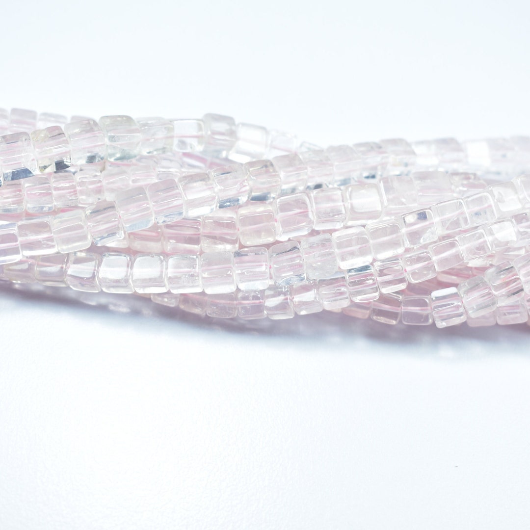 Rose Quartz Smooth Cube Shape Beads, Natural Rose Quartz Box Beads ...