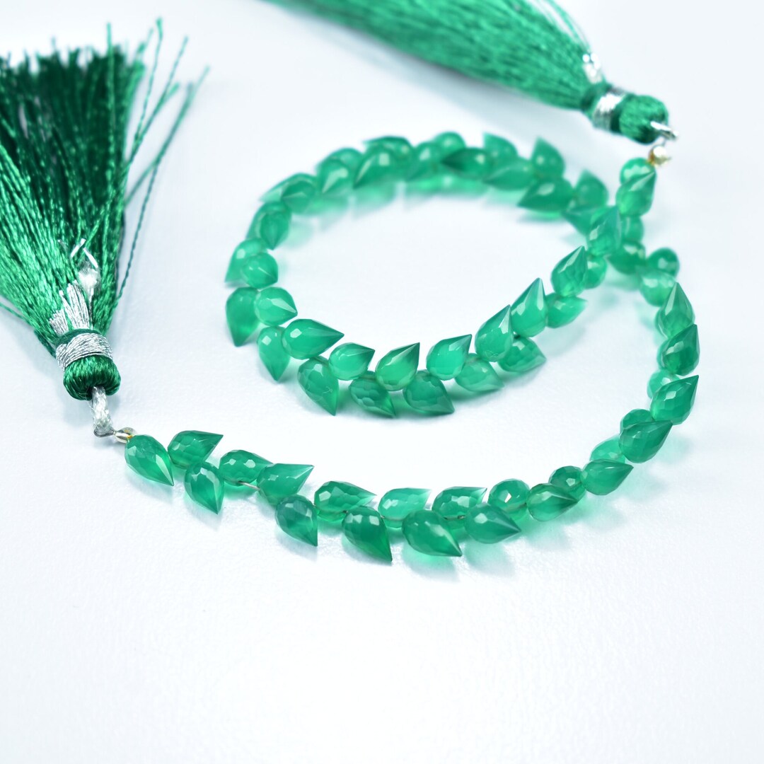 Green Onyx Faceted Flower Buds Teardrop, 3.5x5.5-4x6.5mm Green Onyx ...