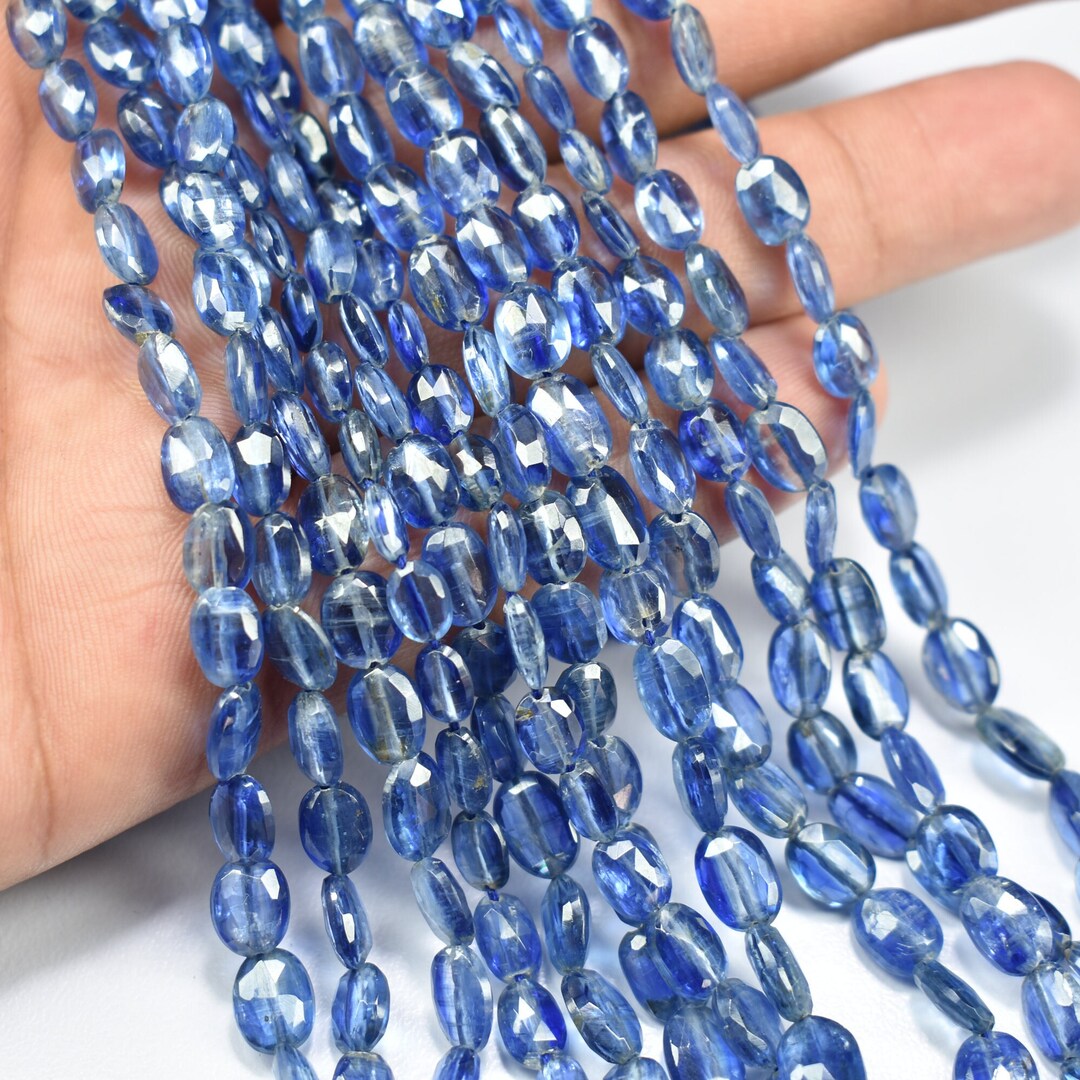 Kyanite Faceted Oval Shape Beads, Kyanite Gemstone Beads, Blue Kyanite ...
