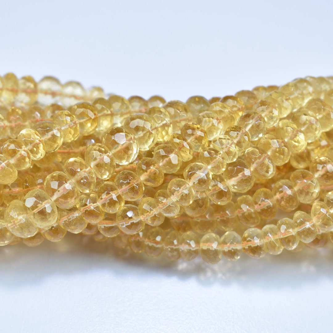 Natural Citrine Faceted Rondelle Beads, 7-9mm Citrine Faceted Beads ...