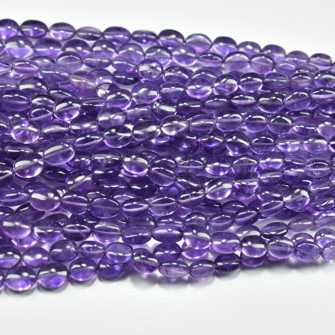 Purple Amethyst Smooth Oval Beads, Natural Amethyst Beads, Purple ...
