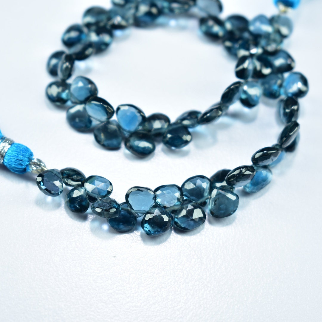 London Blue Topaz Faceted Heart Beads, London Blue Topaz Briolette ...