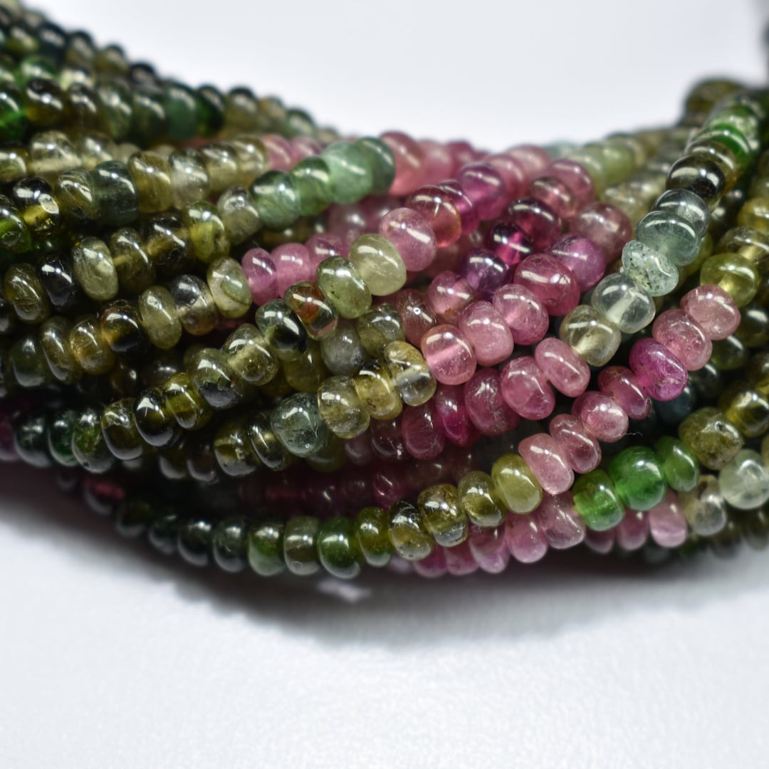 Multi Tourmaline Smooth Rondelle Beads, Natural Tourmaline Beads ...