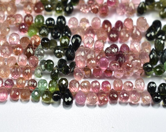 Multi Tourmaline Faceted Teardrop Beads, 8 Inch Tourmaline Drops Beads ...