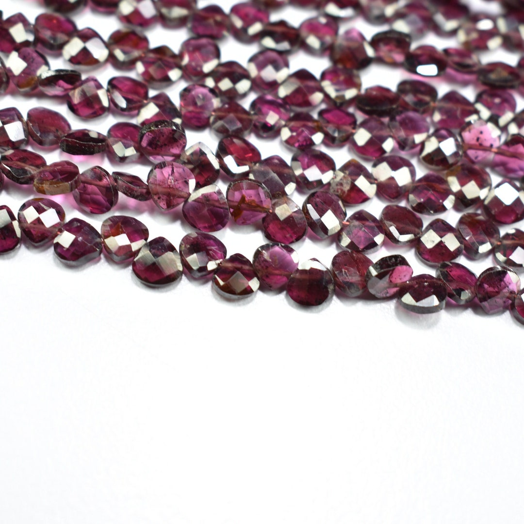 Garnet Faceted Heart Beads, Garnet Briolette Beads, 5mm Garnet Heart ...