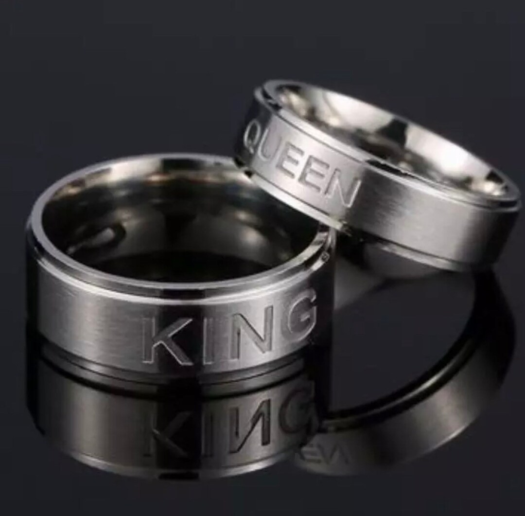 Silver KING & QUEEN Couple Rings - Etsy