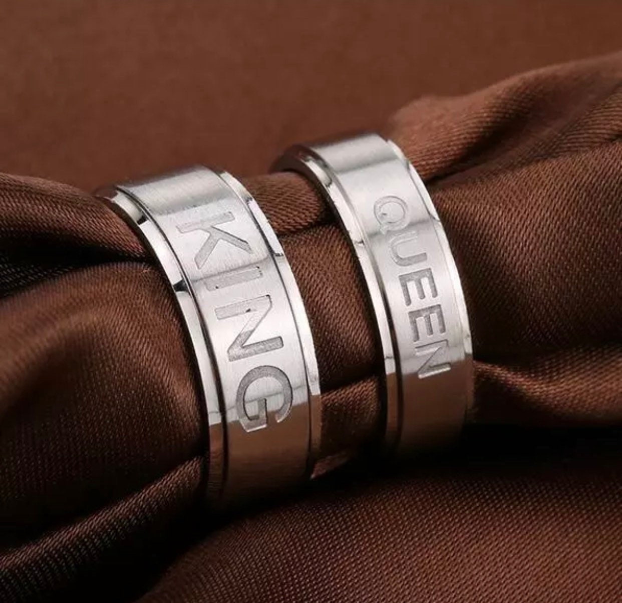 Silver KING & QUEEN Couple Rings - Etsy