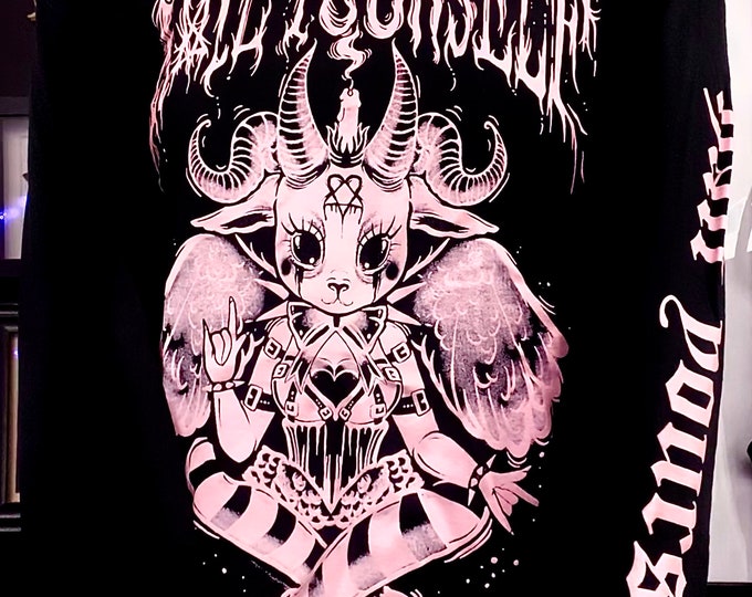 Baphomet T-shirt, Pink on Black, Pastel Goth, Tattoo Inspired, Self ...