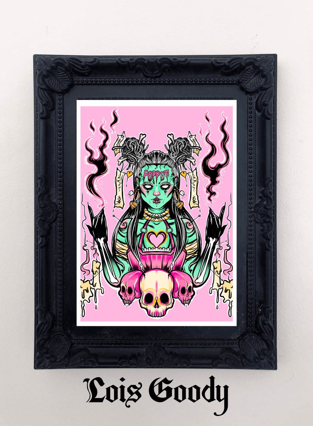 Poppet Art Print, Voodoo, Pastel Goth, Demon, Spooky Sweet, Halloween ...