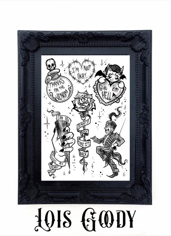 My Chem Romance Tattoo Flash Art Print Pastel Goth Pin Up - Etsy