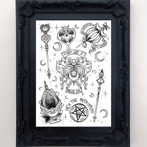 Cute but Deadly Tattoo Flash Art Print Pastel Goth Pin Up - Etsy