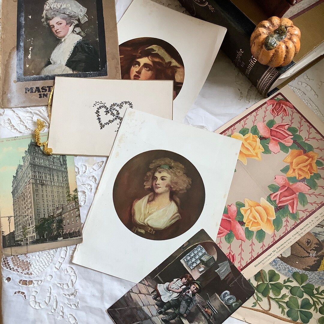 Scrapbooking Set Antique Postcards, Book Covers Book Pages - Etsy