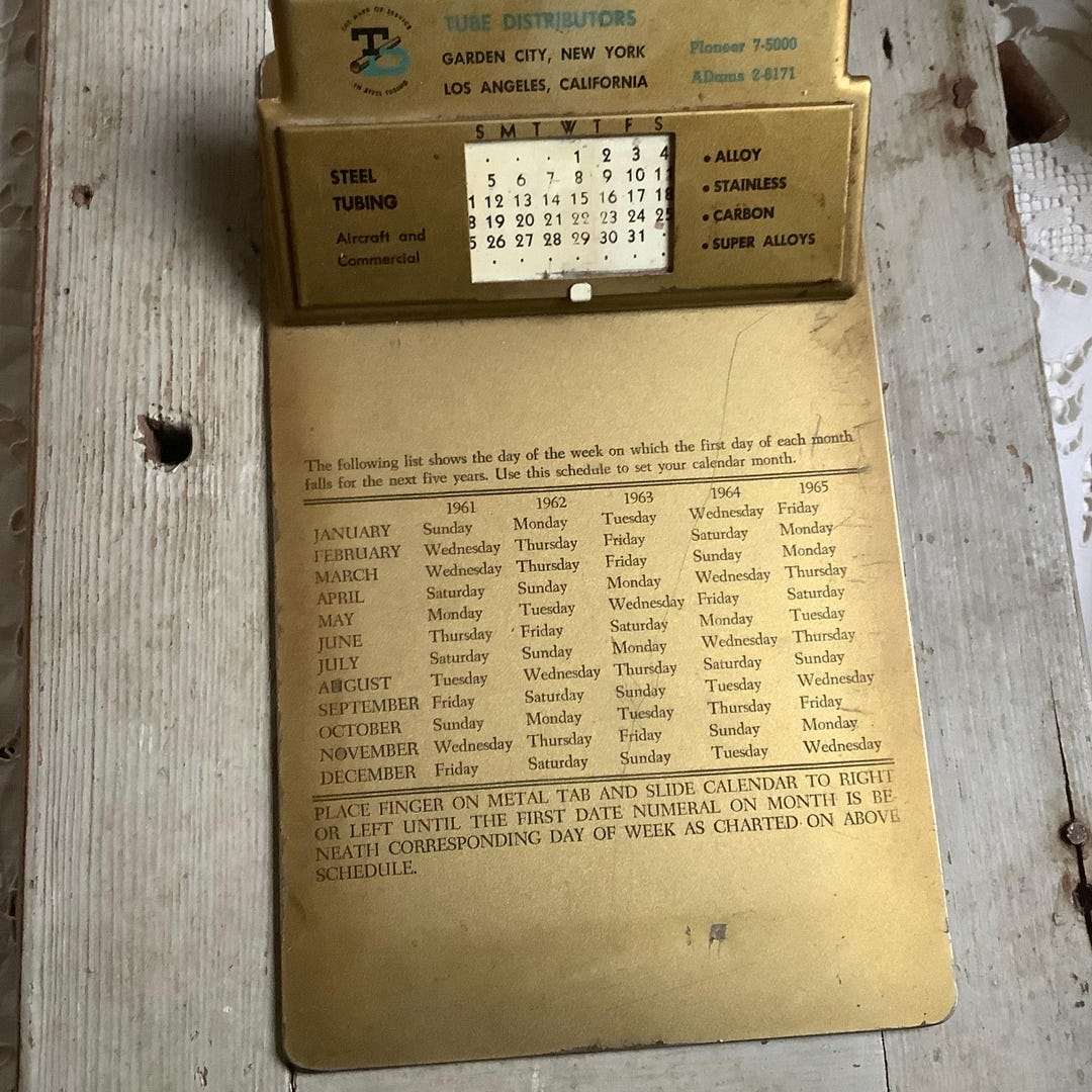 American Clipboard Promotional Gift 60s Perpetual Calendar Collector's ...