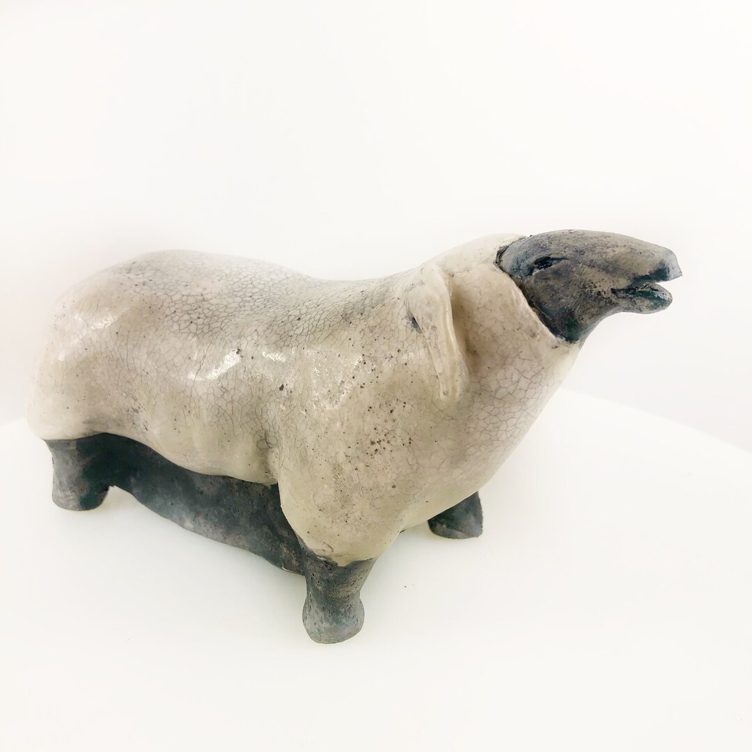 Ceramic Sheep With Craquelure Glaze Stoneware - Etsy