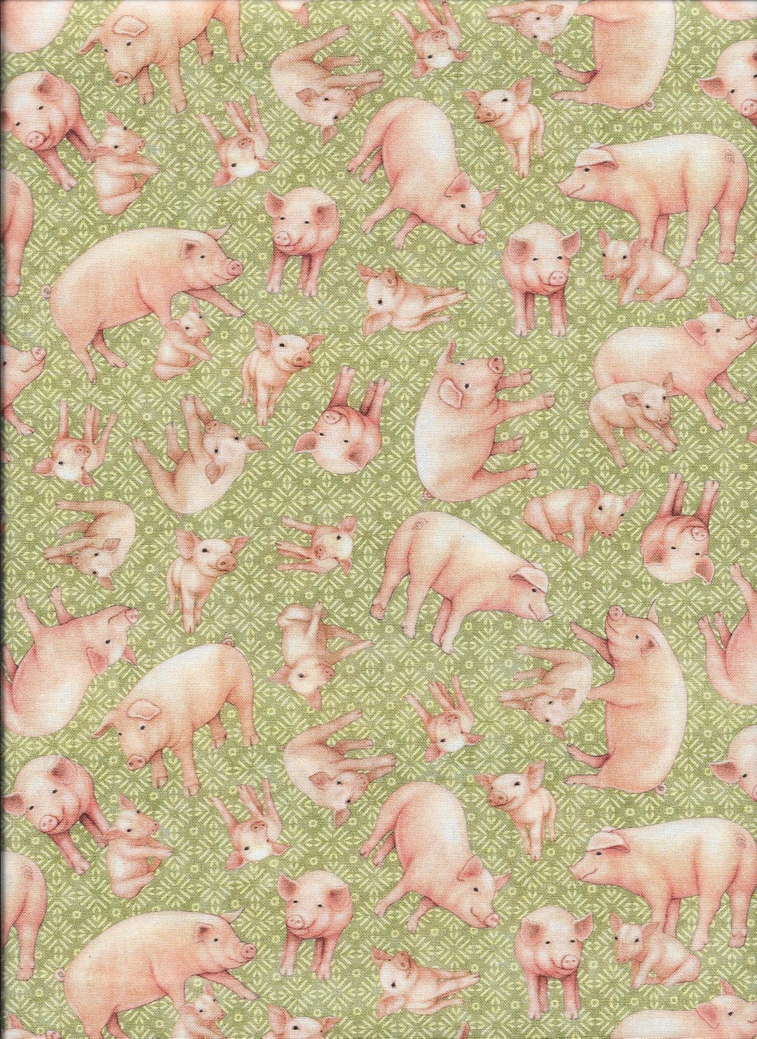 Patchwork Fabric Cotton Pig Pigs Pig Animals Green - Etsy