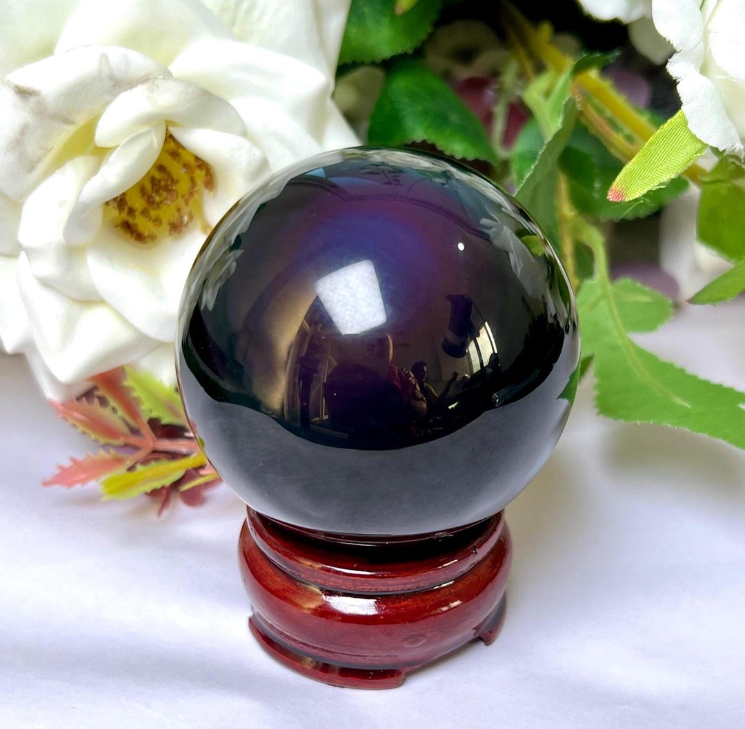 Beautiful & Rare Rainbow Obsidian Crystal Stone Sphere Ball Orb 277 ...
