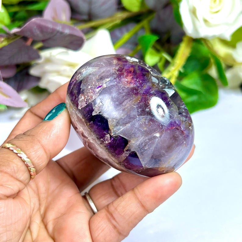 Auralite 23 Stone Druzy Geode Altarstone Lingam 230gm Red Hematite Tip ...
