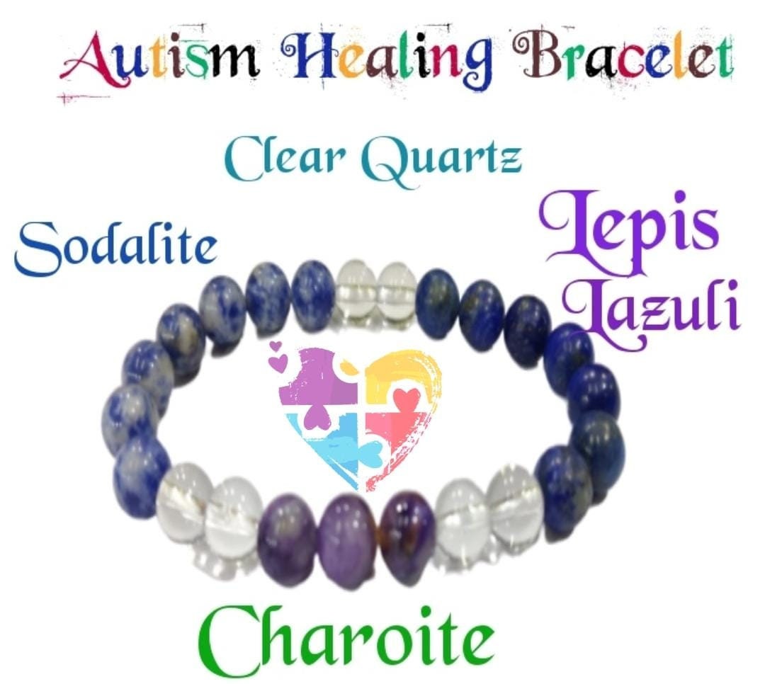 Autism Healinng Stone Bracelet 8 MM Clear Quartz , Lapis Lazuli ...