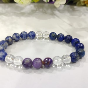 Autism Healinng Stone Bracelet 8 MM Clear Quartz , Lapis Lazuli ...