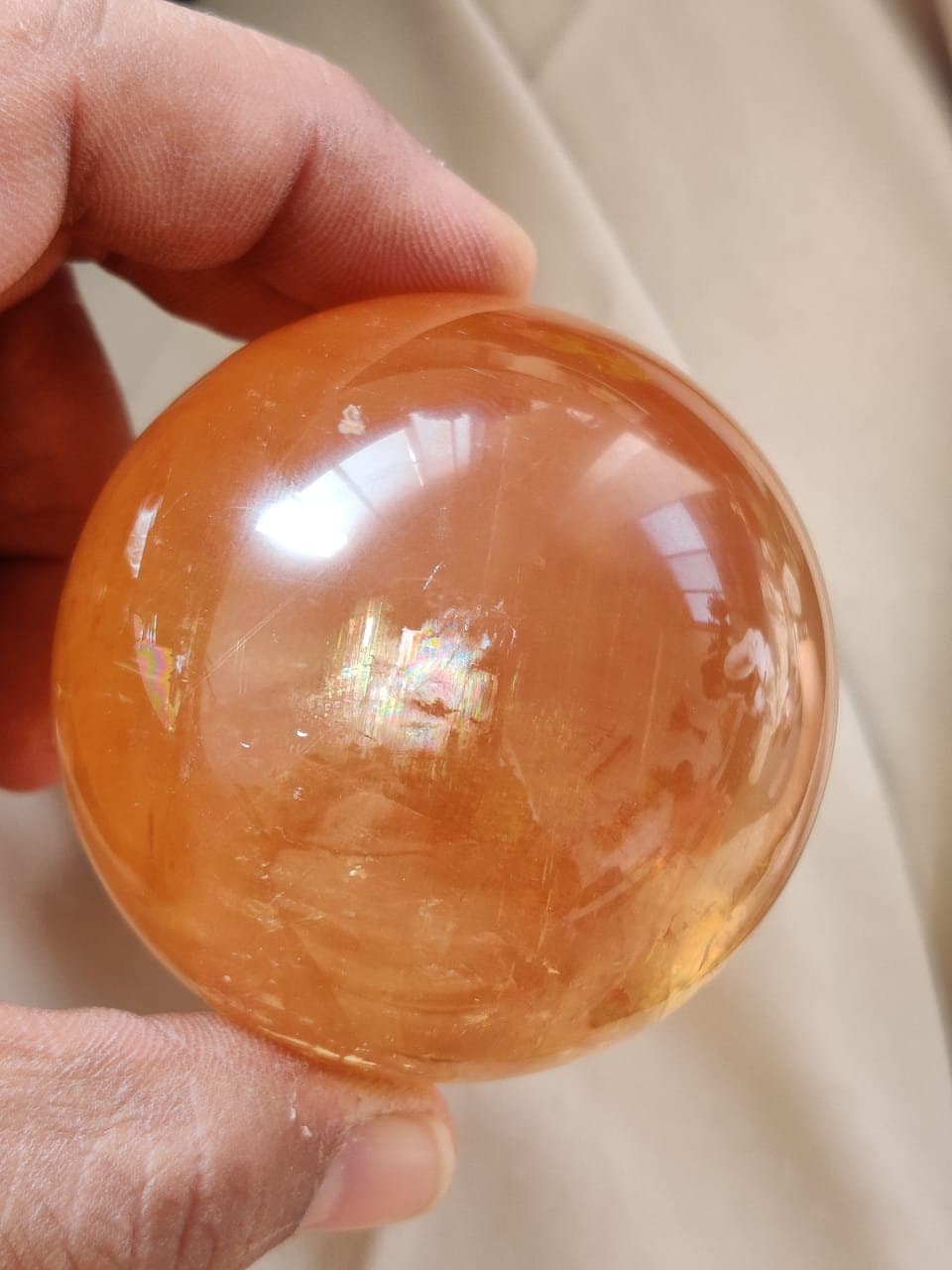 Beautiful Yellow Calcite Stone Sphere With Rainbow Throat | Etsy