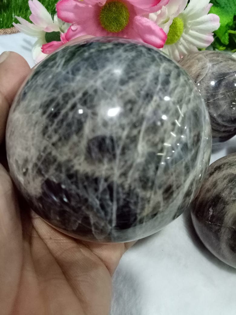 Black Moonstone Sphere Enhances Creativity Connects To The | Etsy