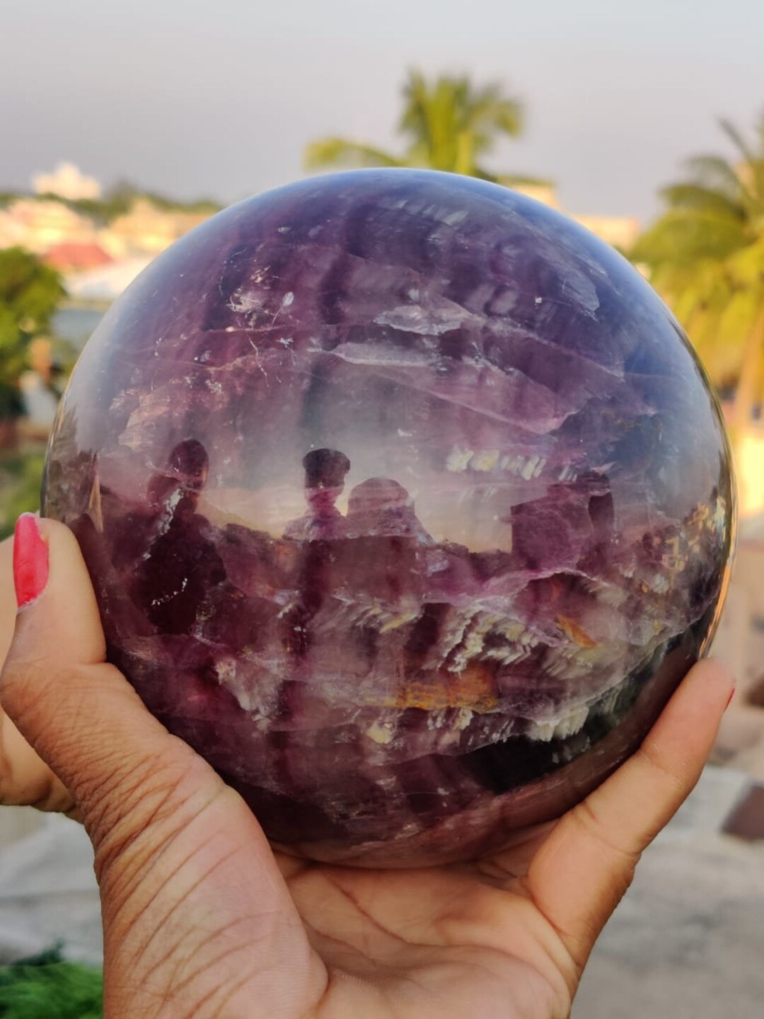 8.41 Lb Grapes Red Purple Fluorite Stone Crystal Sphere Orb 3819 Gram ...