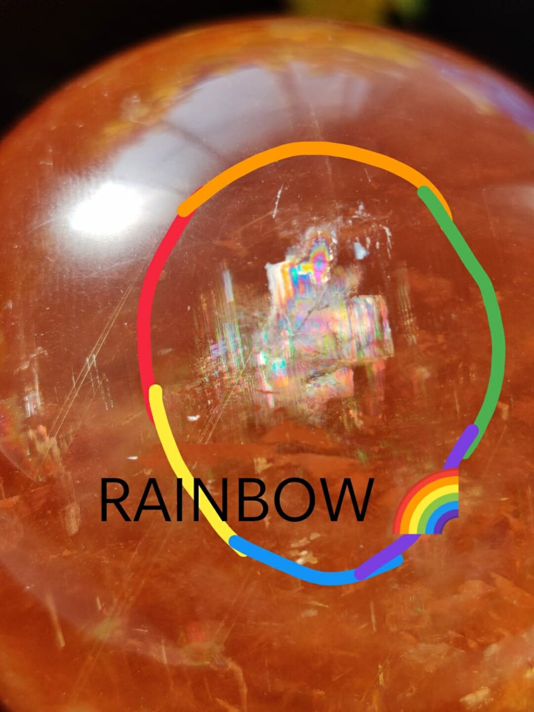 Beautiful Yellow Calcite Stone Sphere With Rainbow Throat Chakra Reiki ...