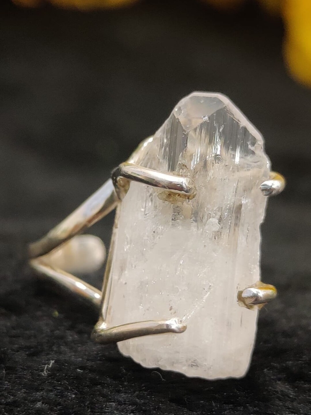 White Danburite Stone Ring Adjustable Ring Made With 92.5 Sterling ...