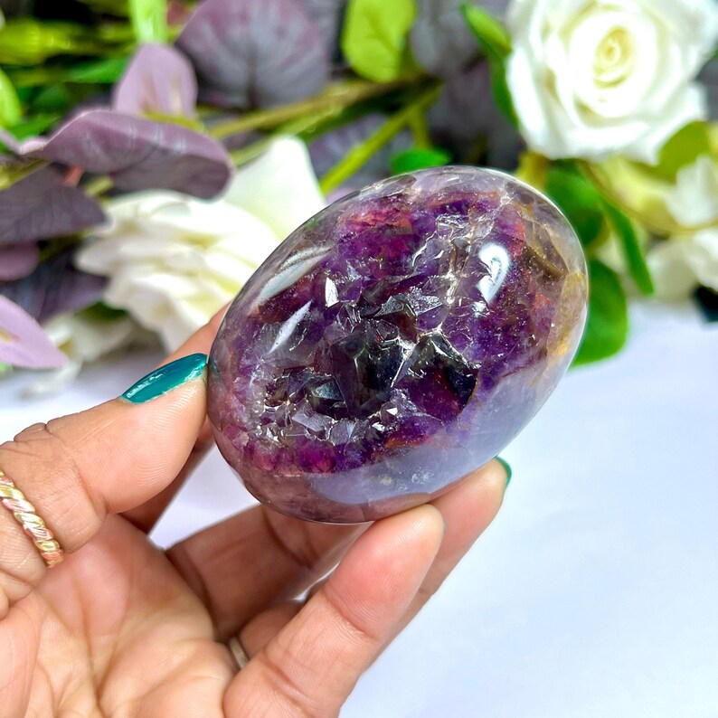 Auralite 23 Stone Druzy Geode Altarstone Lingam 230gm Red Hematite Tip ...