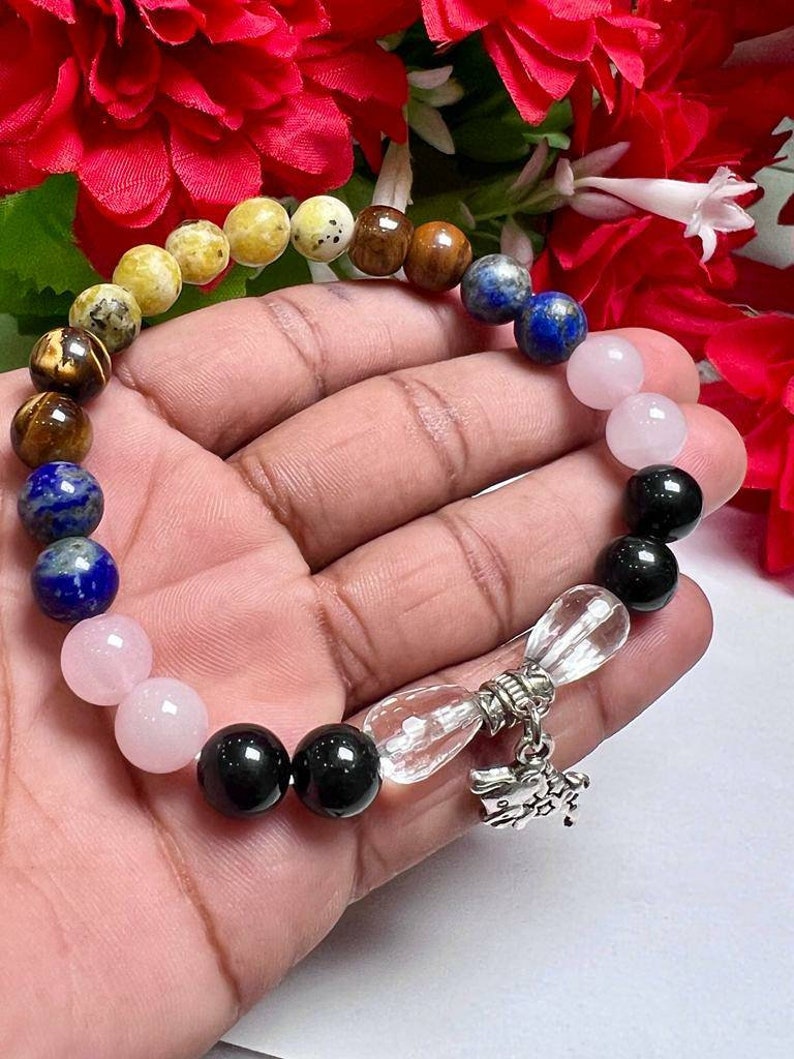 Crystal Stone Bracelet For Tauras Zodiac Sign Black Etsy